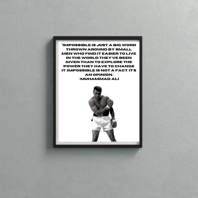 Muhammad Ali Wall Art Printable, Motivational Quote Poster, Boxing ...