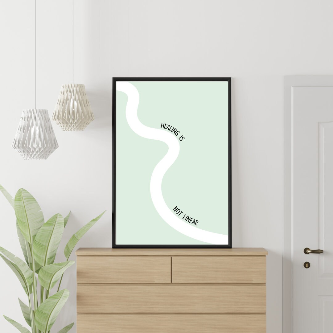 Printable Healing is Not Linear Poster, 4 Colors, Digital Download ...