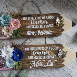 Custom Teacher Pencil Decorate With Paper Flowers Teacher Appreciation ...