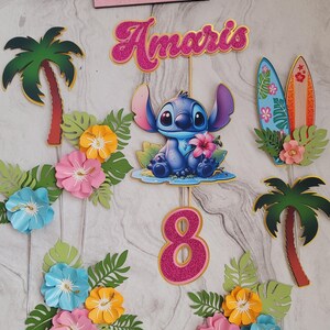 Stitch Cake Topper: Custom Birthday, Hawaii Hibiscus Decor - Etsy