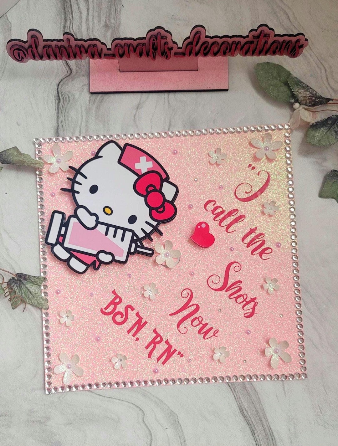 Custom Kitty Nurse Graduation Cap Topper Personalized Hello Healthcare ...