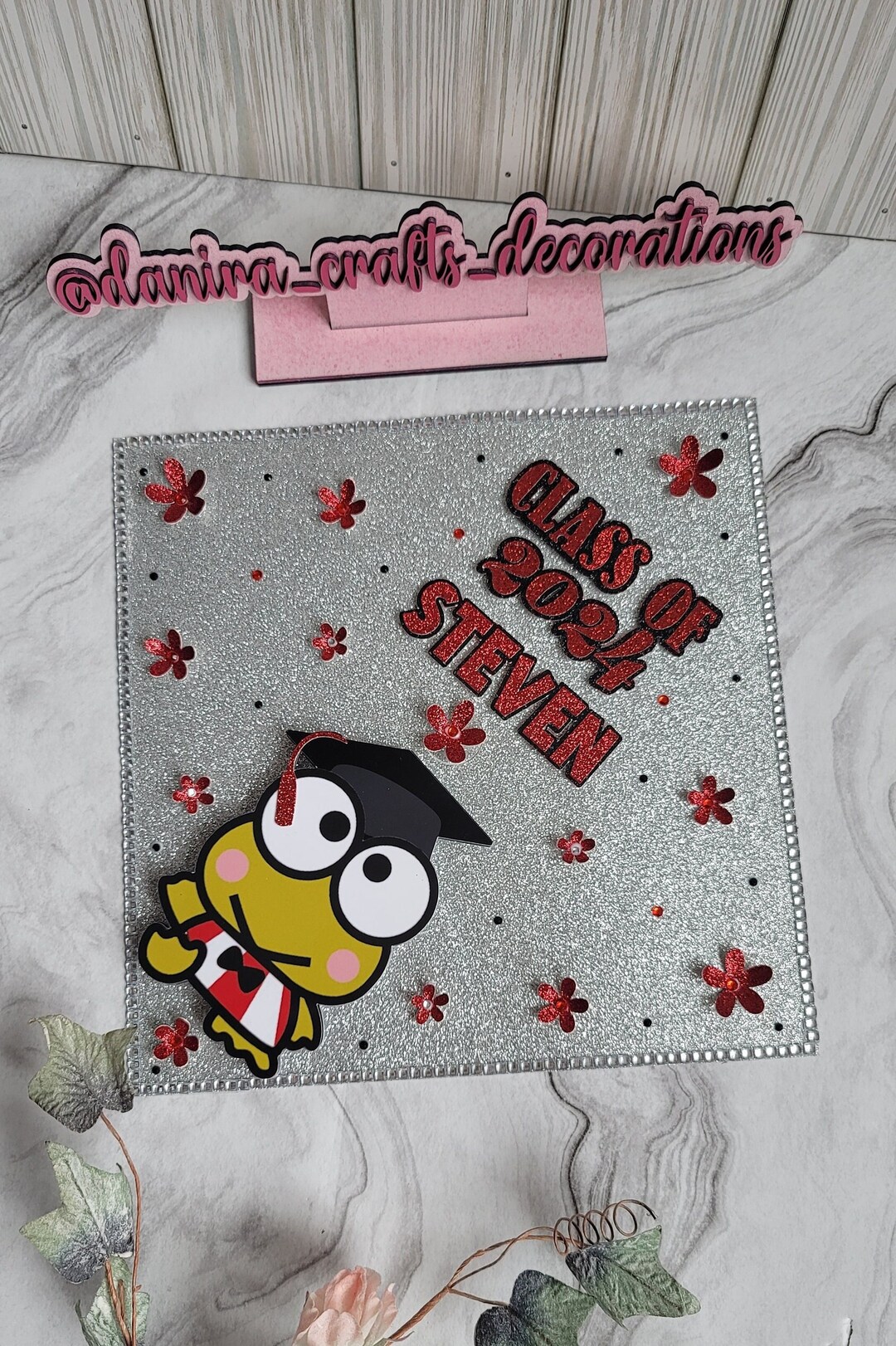 Custom Graduation Cap Frog, Grad Cap Frog, Class of 2025, High School ...