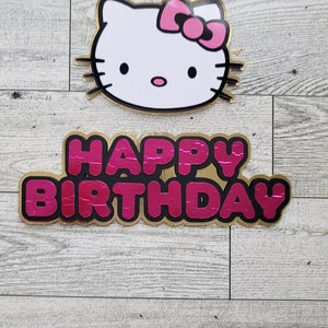 Hello Cake Topper, Cake Topper, Kitty Birthday Decorations, 3D Cake ...