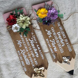 Personalized Wood Pencil Teacher Sign: Christmas Teacher Gift - Etsy