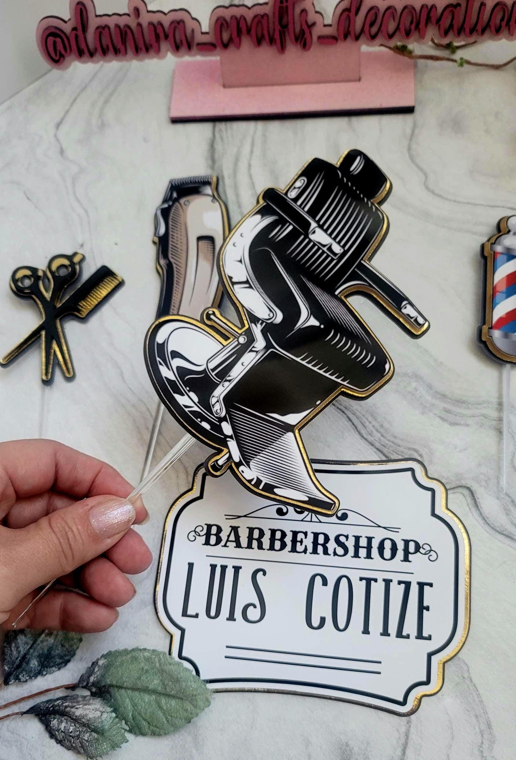 Barber Shop Cake Topper: Haircut Theme, Customized Birthday Decor - Etsy