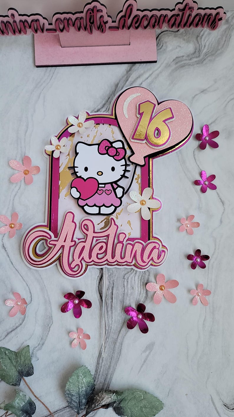 Hello Cake Topper, Cake Topper, Kitti Birthday Decorations, 3D Cake ...