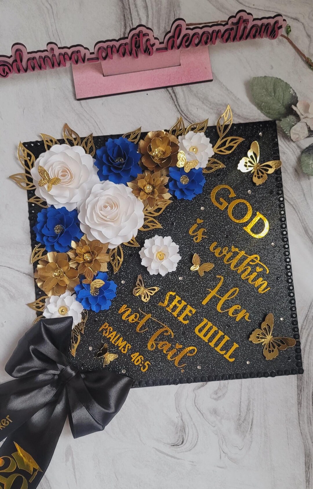 Custom Graduation Cap Paper Rose, Class of 2025, College, Senior High ...