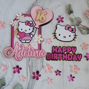 Hello Cake Topper, Cake Topper, Kitti Birthday Decorations, 3D Cake ...