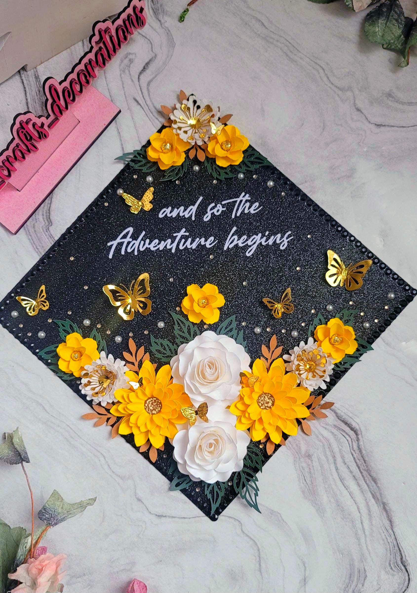 Custom Sunflower Graduation Cap Topper, Custom Qute and Colors, Class ...