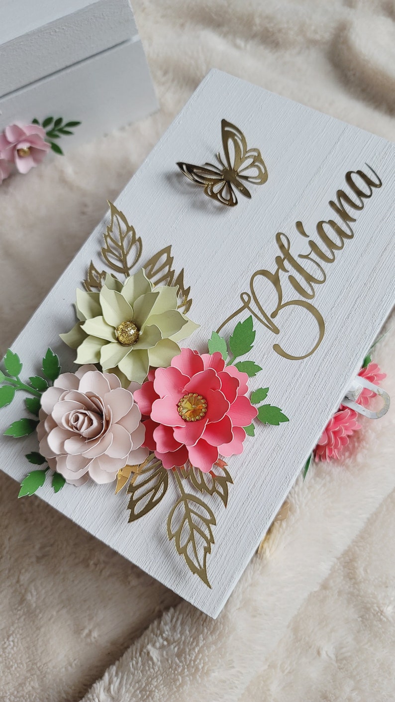 Handcrafted Personalized Wood Jewelry Box With Paper Flowers - Etsy