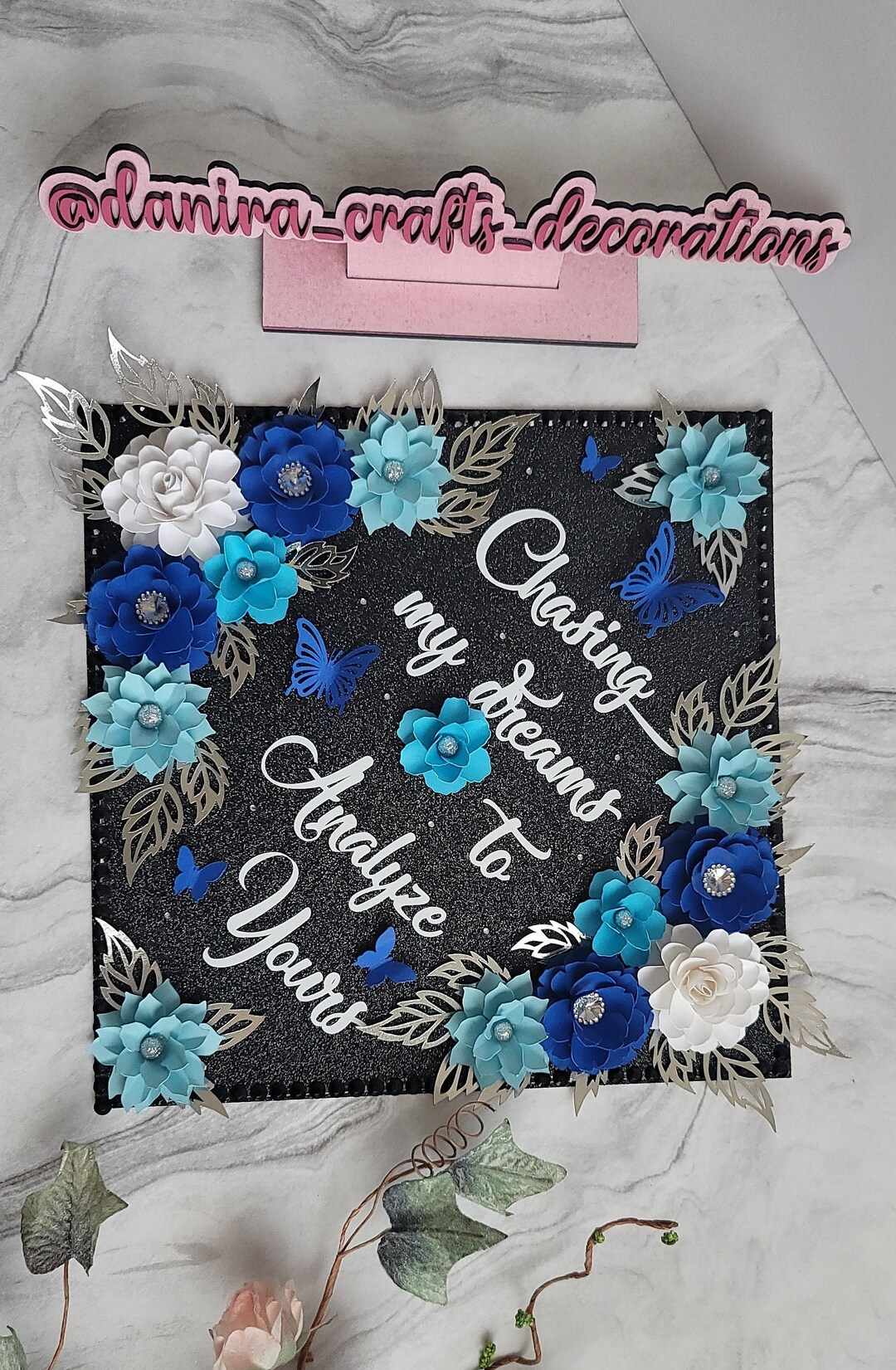 Graduation Cap Topper, Paper Flowers Decor Cap Topper, Class of 2025 ...