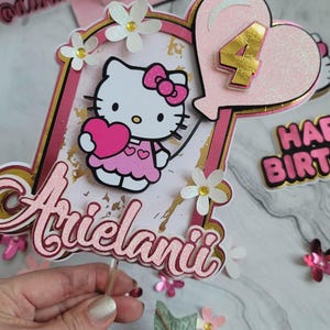 Hello Cake Topper, Cake Topper, Kitti Birthday Decorations, 3D Cake ...