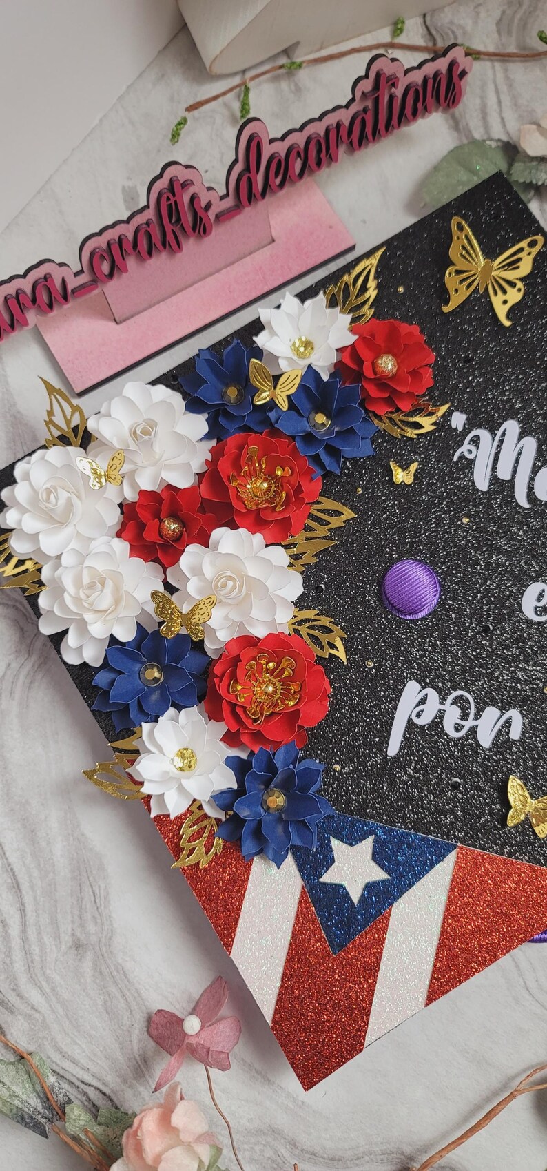 Puerto Rico Flag Graduation Cap Topper Custom Graduation Flag Paper ...