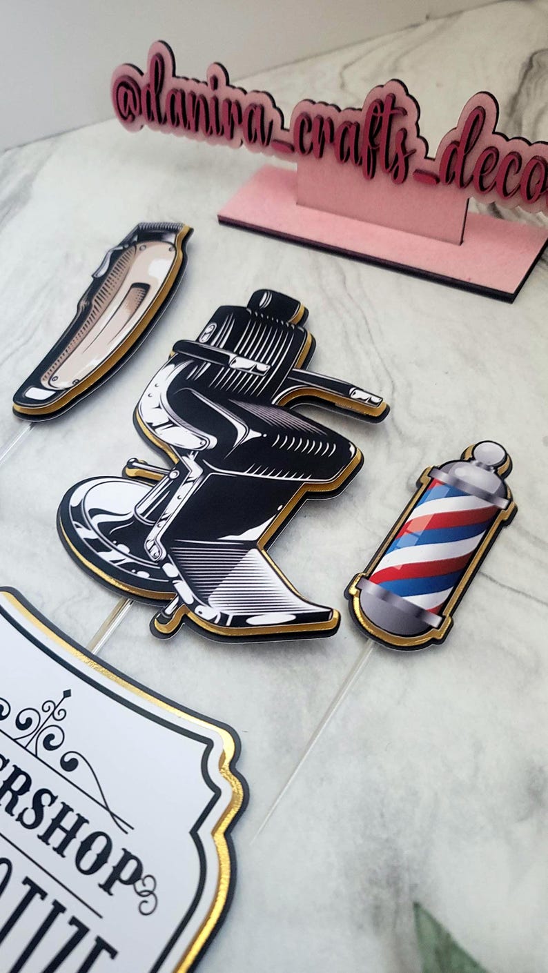 Barber Shop Cake Topper: Haircut Theme, Customized Birthday Decor - Etsy