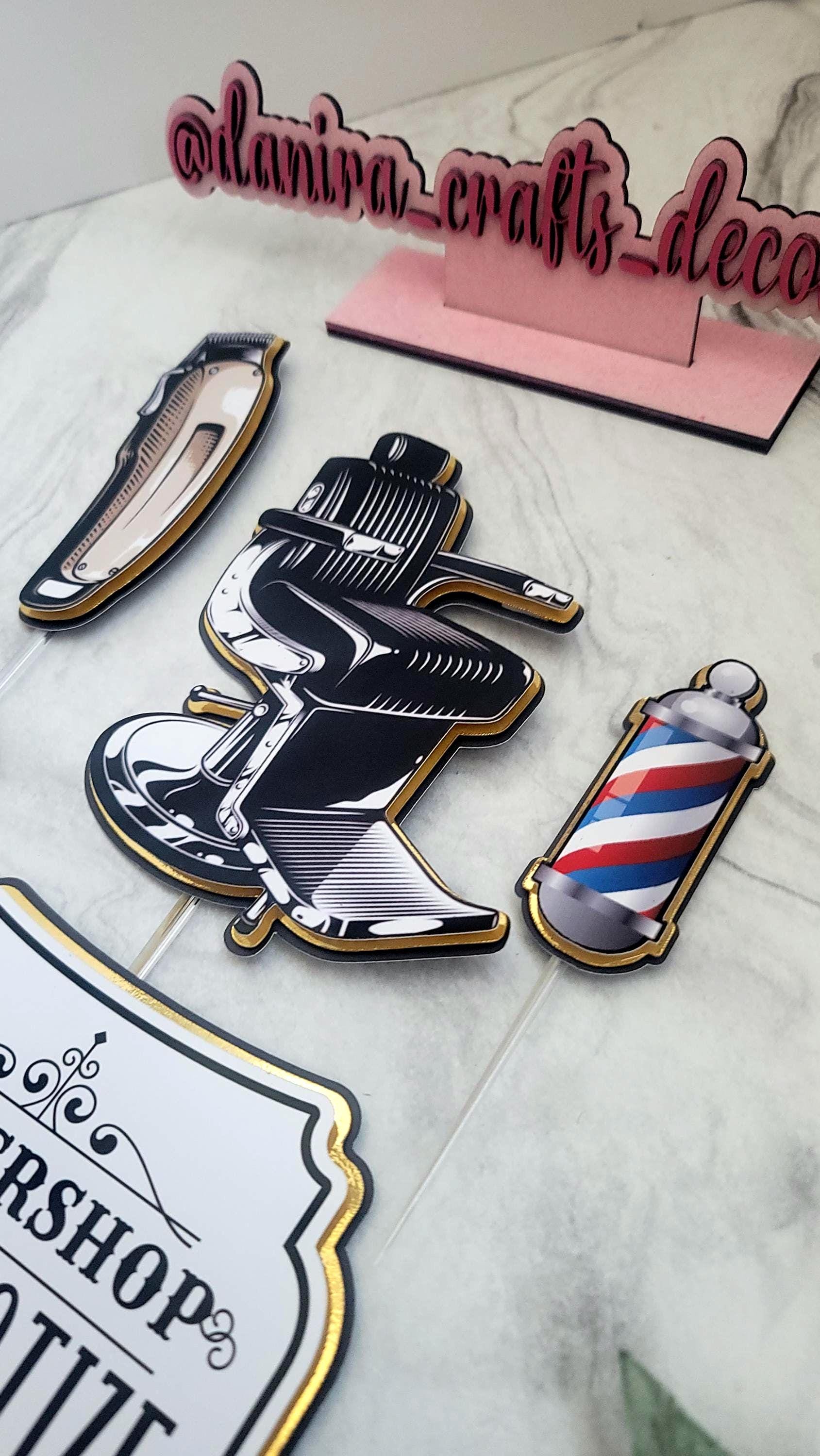 Barber Shop Cake Topper: Haircut Theme, Customized Birthday Decor - Etsy