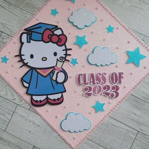 Graduation Cap Kitty, Graduation Cap, Hello Class of 2024, Cap Custom ...