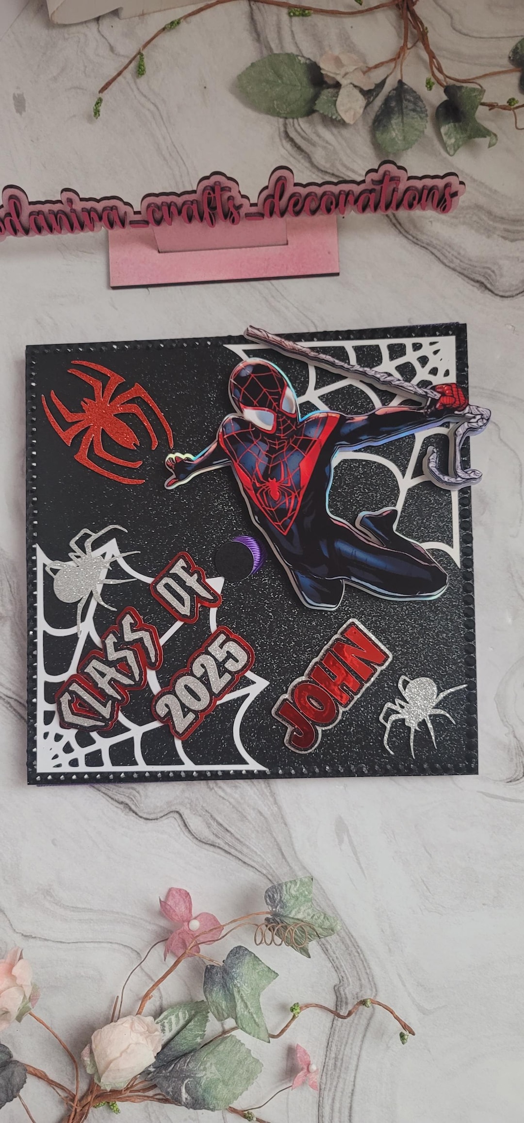 Spiderman Graduation Cap Topper Class of 2026 Black Spider Graduate ...