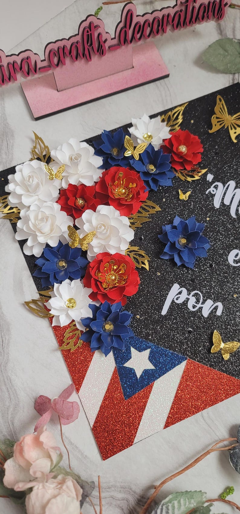 Puerto Rico Flag Graduation Cap Topper Custom Graduation Flag Paper ...