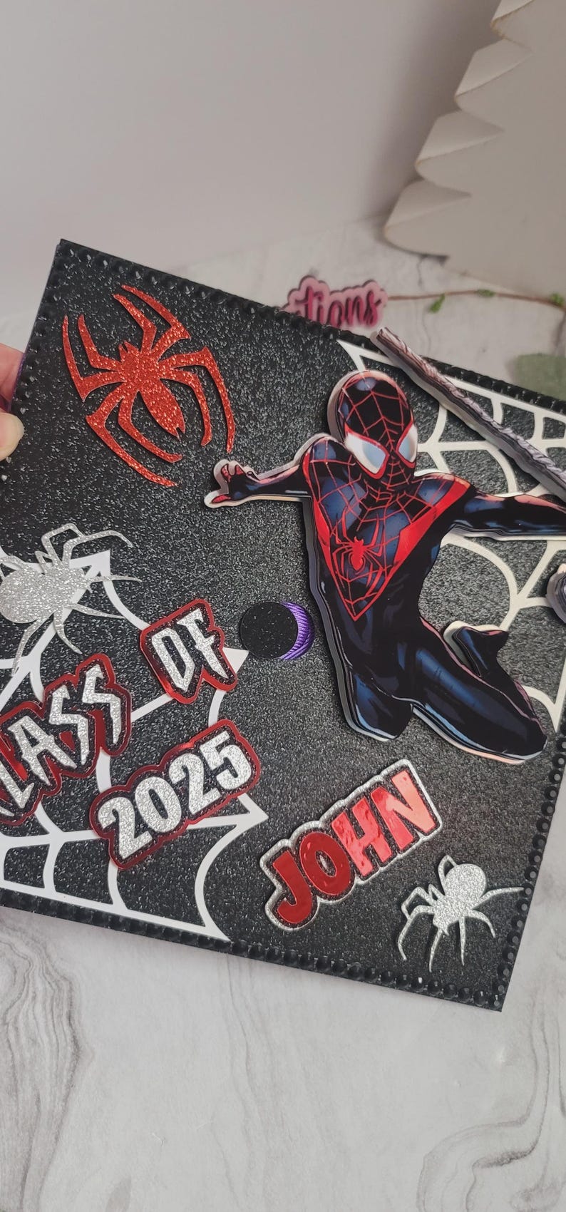 Spiderman Graduation Cap Topper Class of 2026 Black Spider Graduate ...