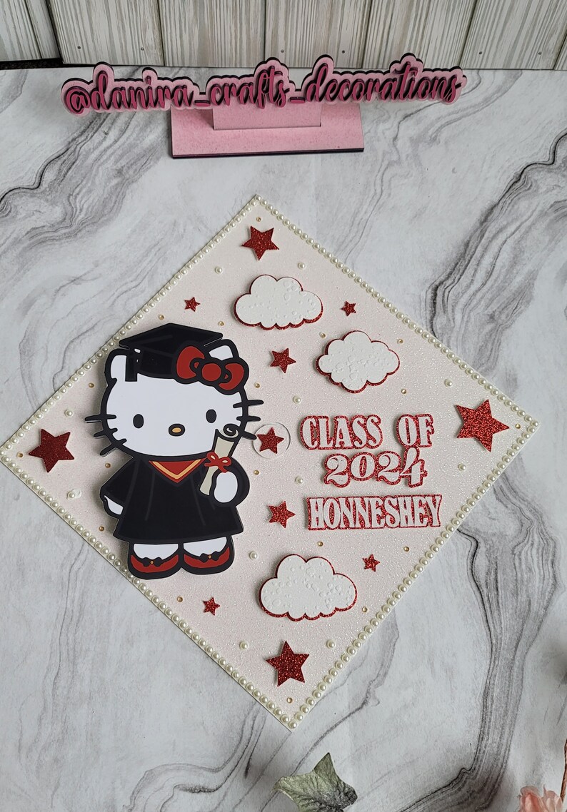 Graduation Cap Kitty , Graduation Cap, Hello Class of 2024, Cap Custom ...