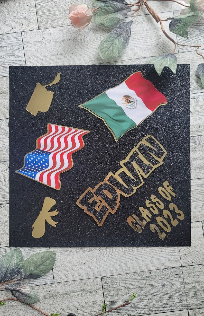 Graduation Cap Mexican Flag, USA Grad Cap Flag Topper, Class of 2024 ...