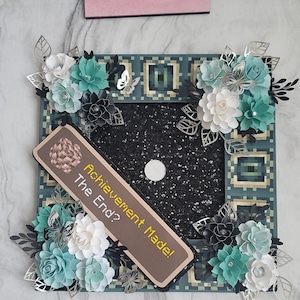 Mine Graduation Cap Topper: End Portal Grad Cap With Paper Flowers ...