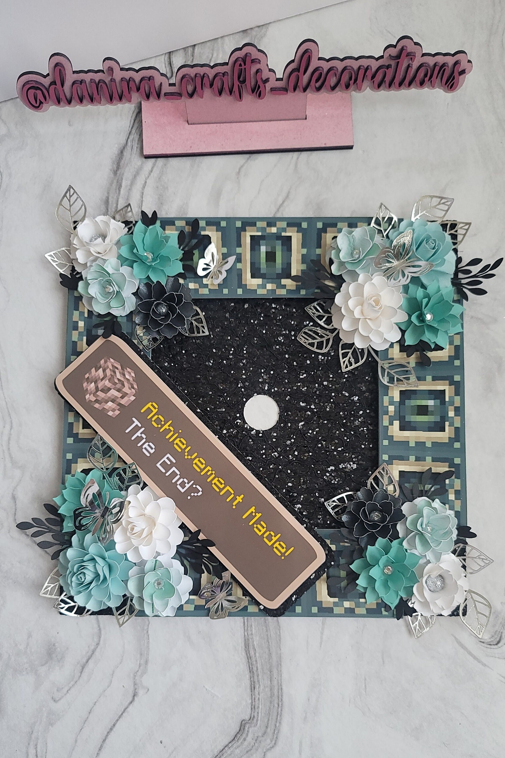 Mine Graduation Cap Topper End Portal Grad Cap With Paper Flowers Class ...
