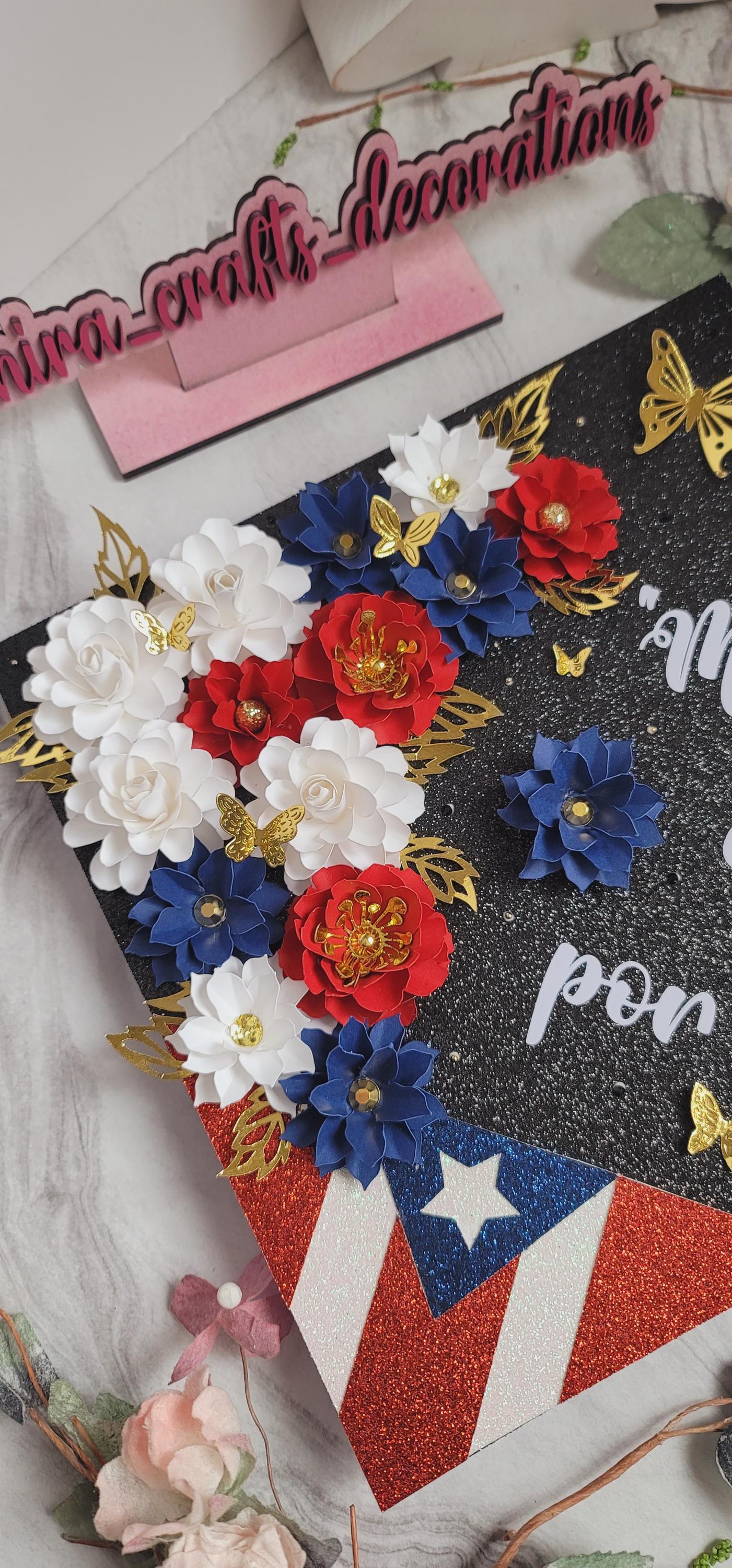 Puerto Rico Flag Graduation Cap Topper Custom Graduation Flag Paper ...