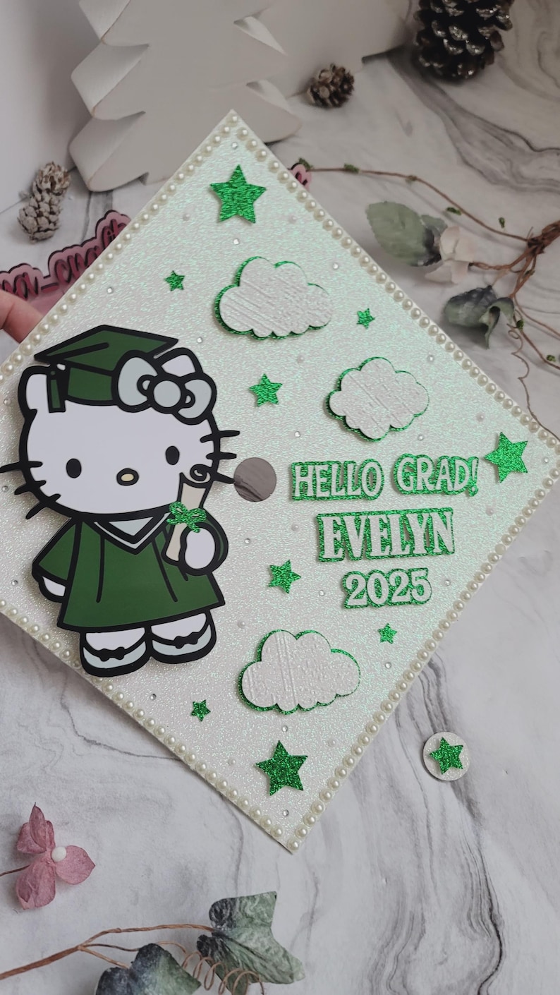 Custom Graduation Cap Cat, Hello Class of 2026, Custom Kitti Grad ...