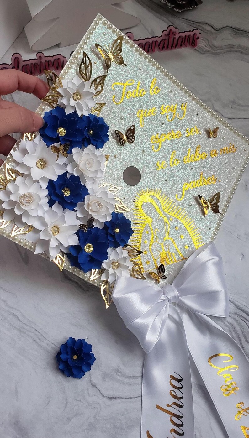 Graduation Custom Virgencita Grad Cap Class of 2026 Paper Flowers ...