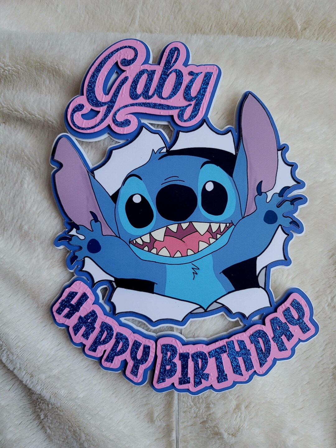 Custom Stich Cake Topper, Personalized Stich Birthday Decor, Cartoon ...