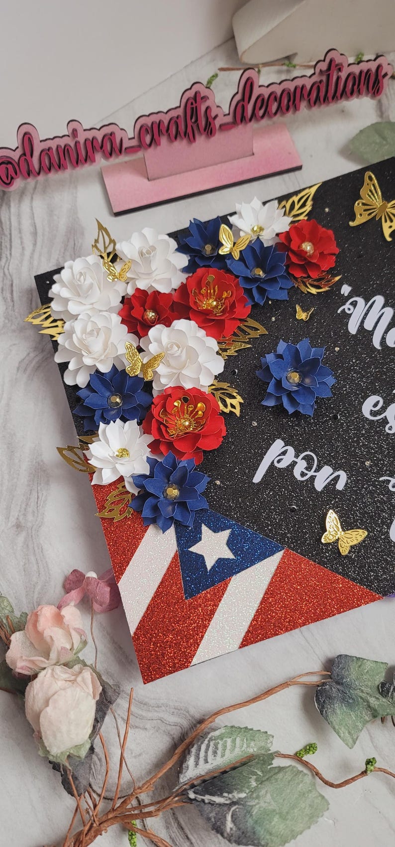 Puerto Rico Flag Graduation Cap Topper Custom Graduation Flag Paper ...