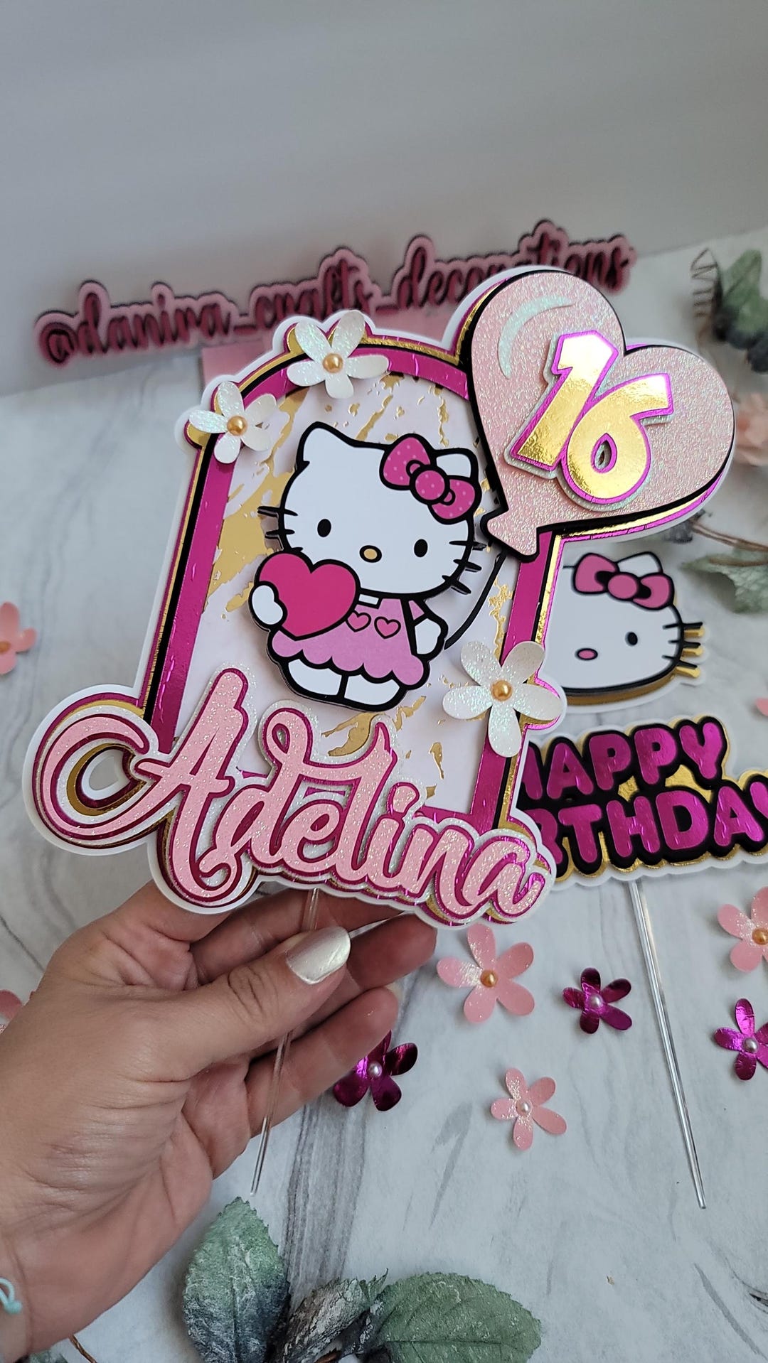 Hello Cake Topper, Cake Topper, Kitti Birthday Decorations, 3D Cake ...