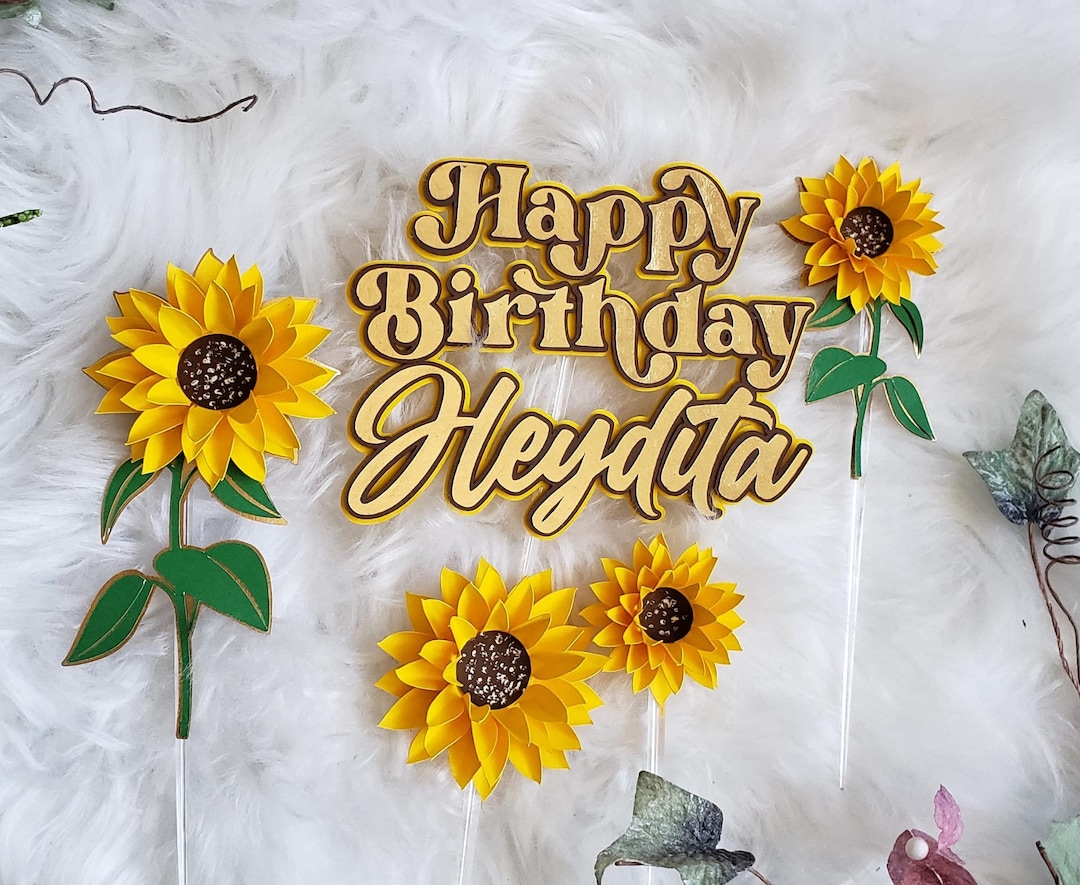 Sunflower Cake Topper, Fall Cake Topper, Sunflower Cake, Birthday ...
