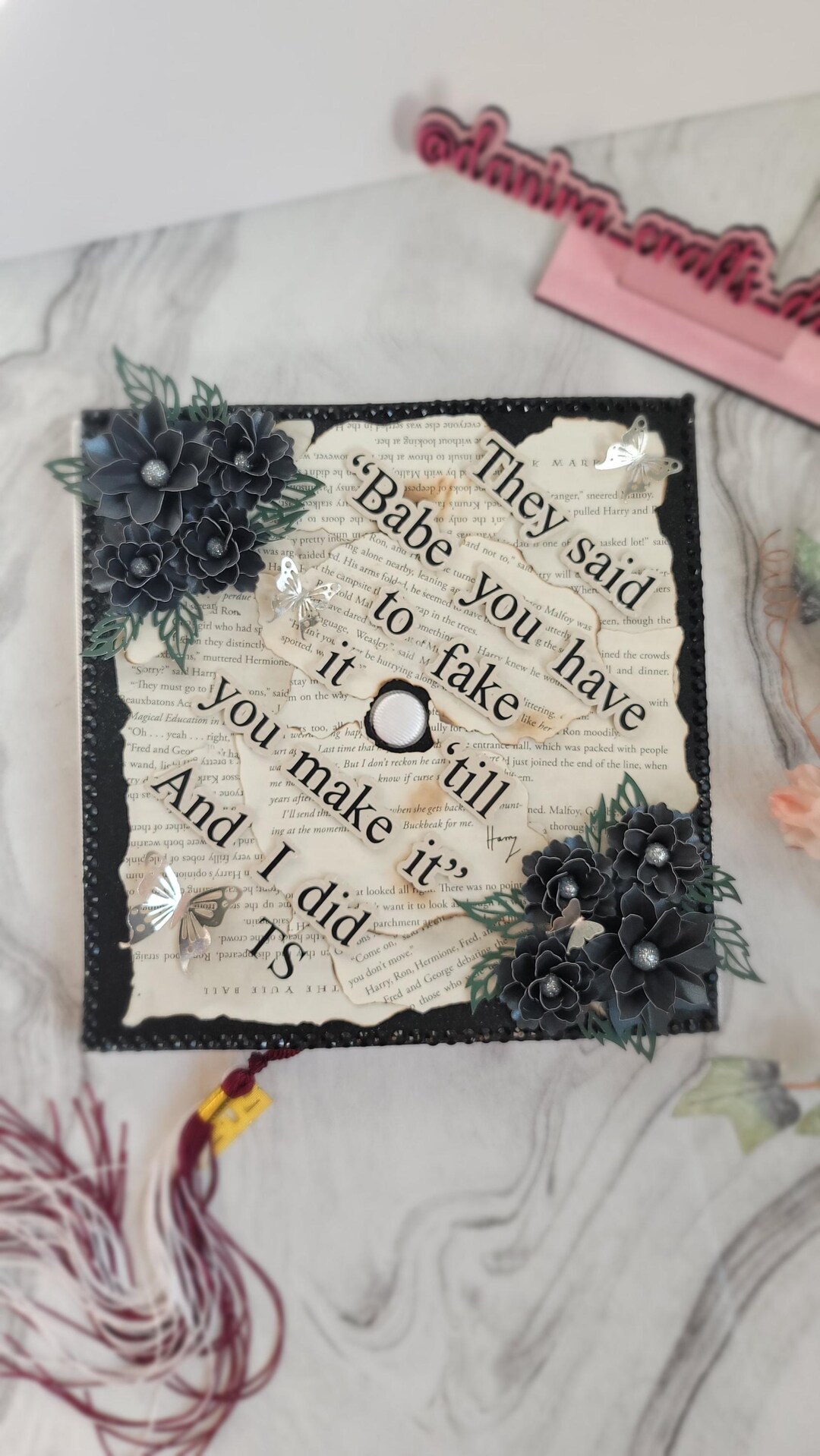 Customize Graduation Cap, Grad Cap, Book Pages, Class of 2024, Cap ...