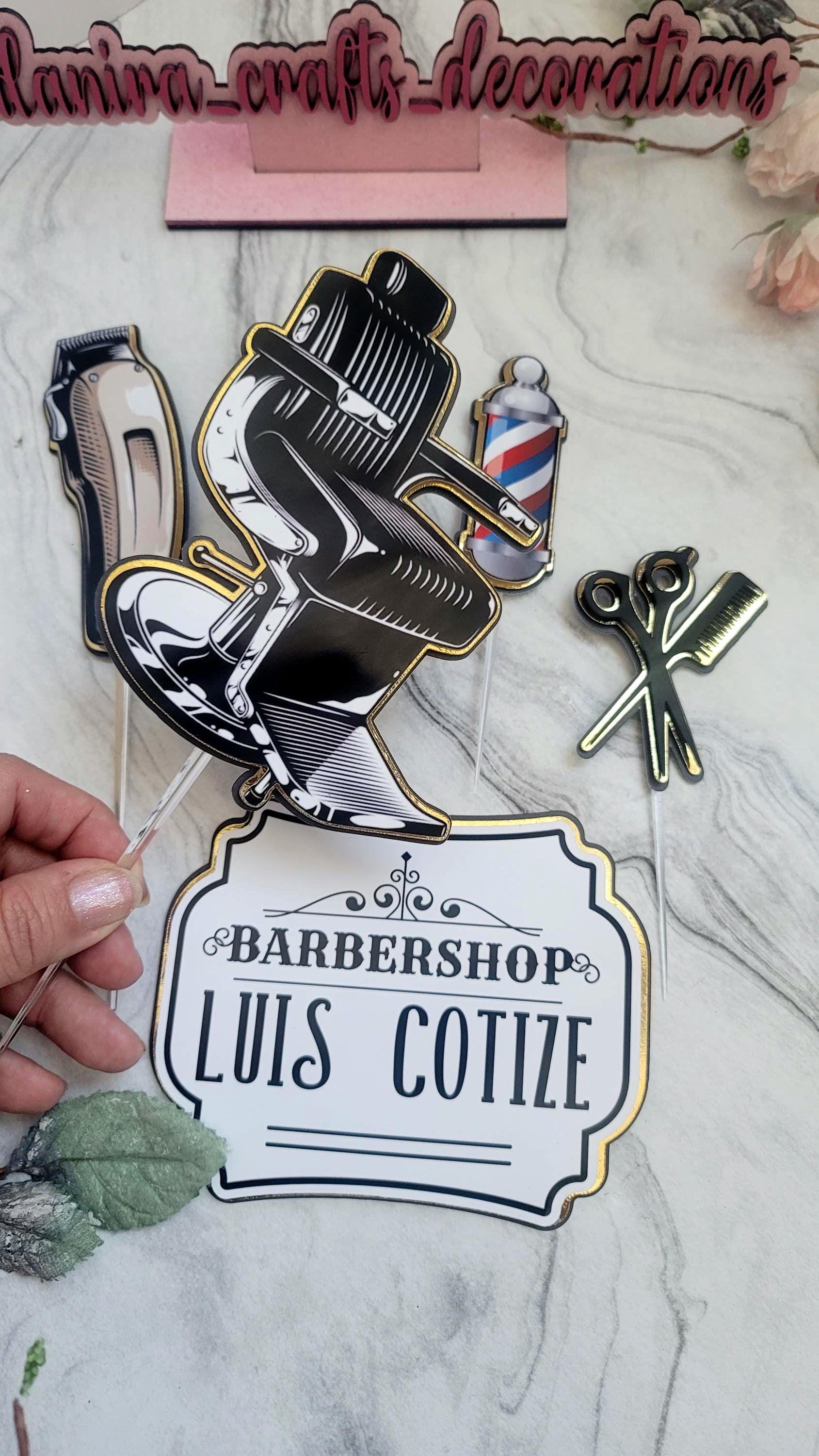 Barber Shop Cake Topper: Haircut Theme, Customized Birthday Decor - Etsy