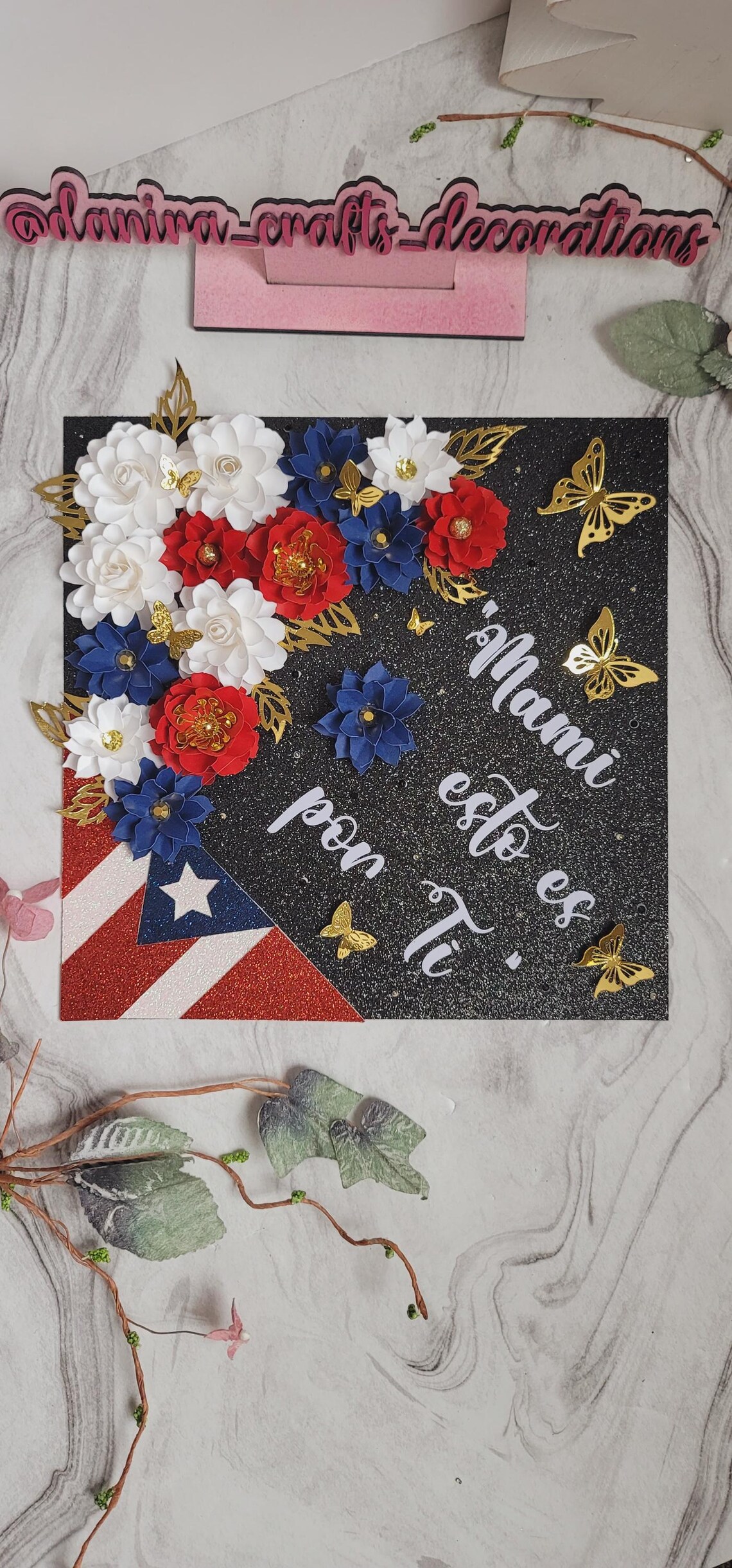 Puerto Rico Flag Graduation Cap Topper: Custom Graduation Flag, Paper ...