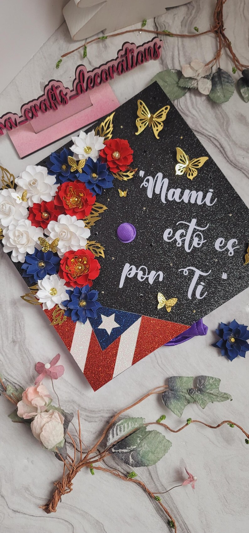 Puerto Rico Flag Graduation Cap Topper Custom Graduation Flag Paper ...