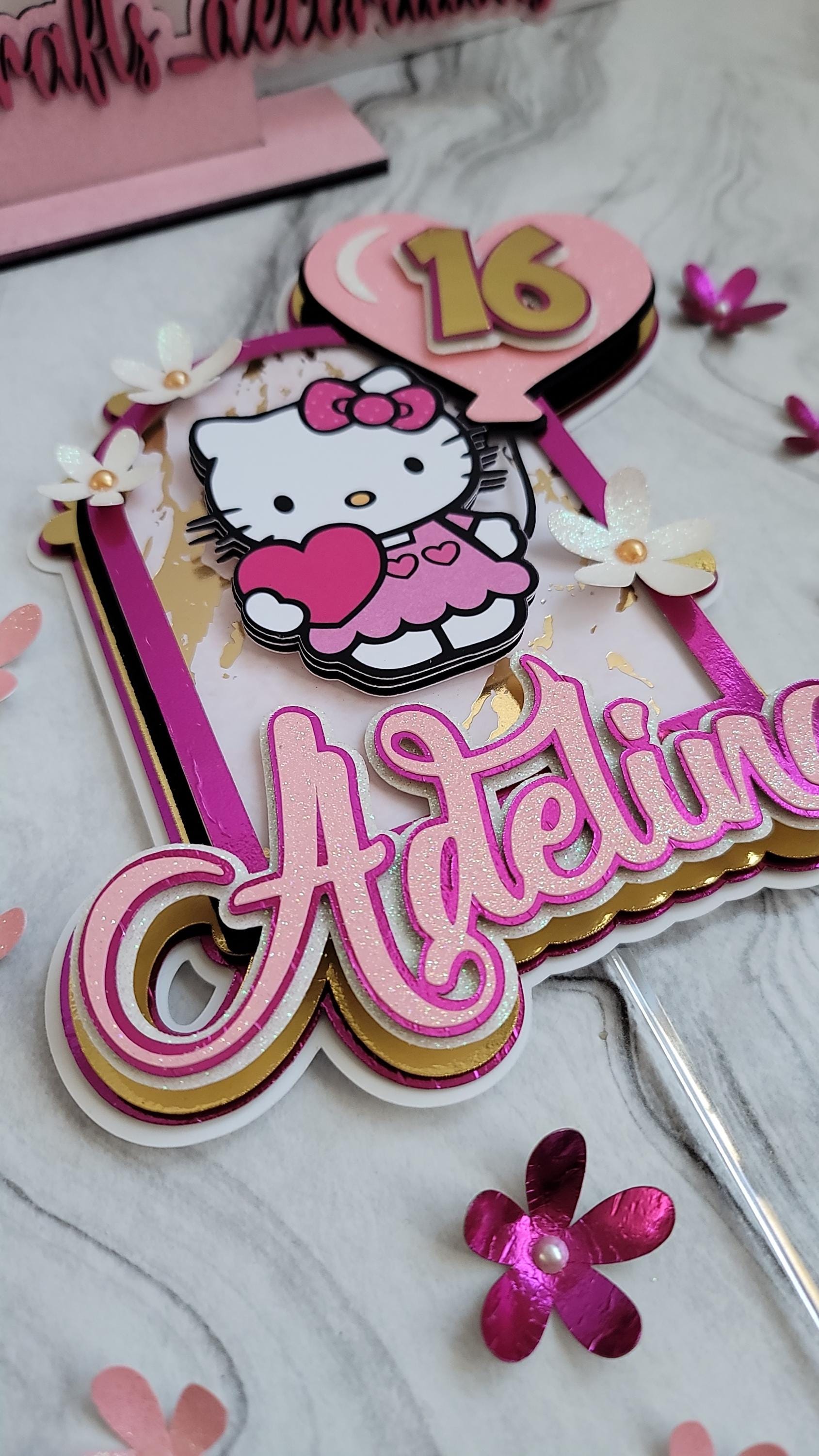 Hello Cake Topper, Cake Topper, Kitti Birthday Decorations, 3D Cake ...