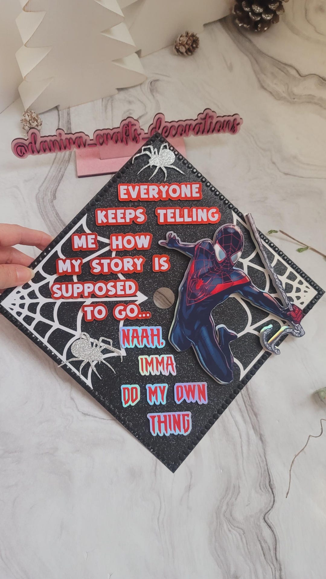 Black Spider Graduation Cap Topper, Class of 2025, Spider Man ...