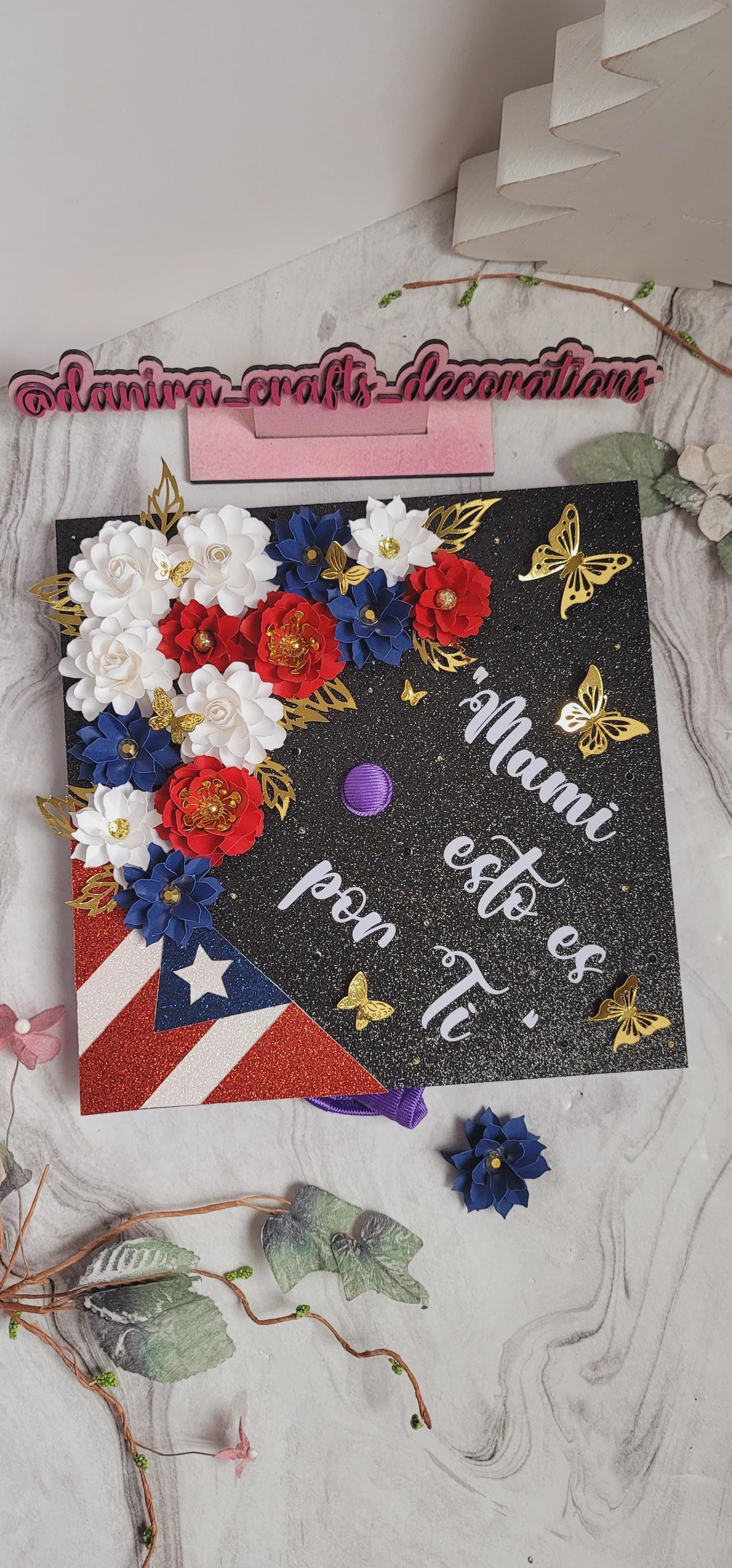 Puerto Rico Flag Graduation Cap Topper Custom Graduation Flag Paper ...