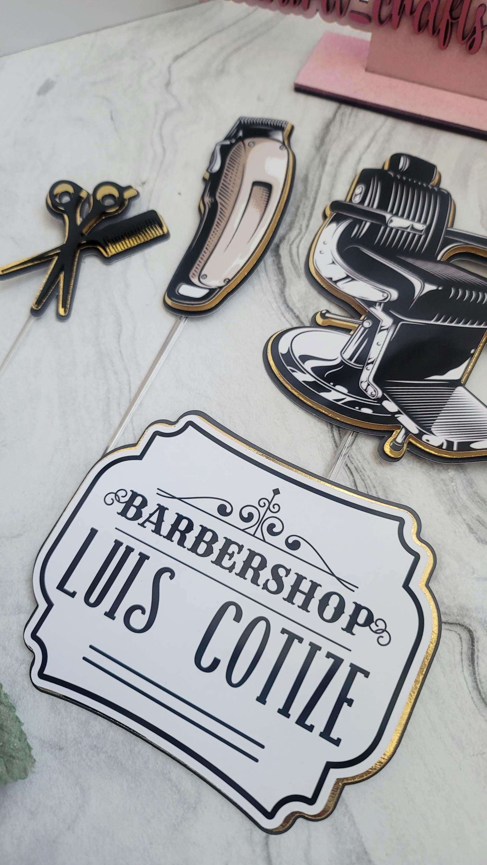 Barber Shop Cake Topper: Haircut Theme, Customized Birthday Decor - Etsy