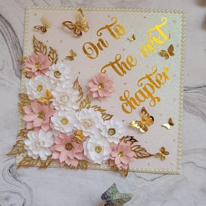 Graduation Cap Topper With Customize Paper Flower and Text, Graduate ...