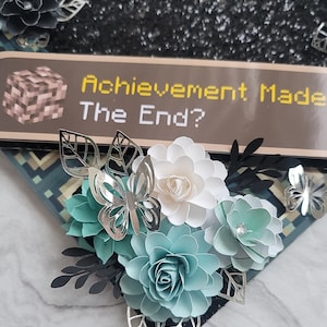 Mine Graduation Cap Topper: End Portal Grad Cap With Paper Flowers ...