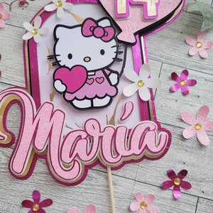 Hello Cake Topper, Cake Topper, Kitty Birthday Decorations, 3D Cake ...