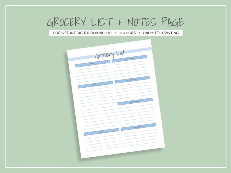 Printable Grocery List FREE Notes Page Minimalistic Clean - Etsy