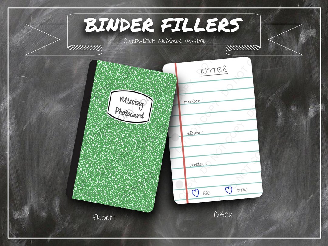GREEN Composition Notebook Version | Kpop Photocard Binder Filler ...