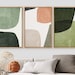 Framed Canvas Wasabi Wall Art Set of 3 Abstract Geometric Beige Japandi ...