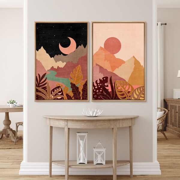 Boho Mountain Wall Art - Etsy