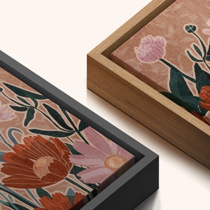 Boho Wall Art Prints, Retro Botanical Flower Gallery Wall Art, Red ...